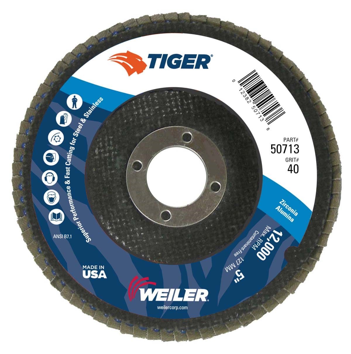 RopeSoapNDope. 5" Tiger Disc Abrasive Flap Disc, Flat (TY27), Phenolic ...