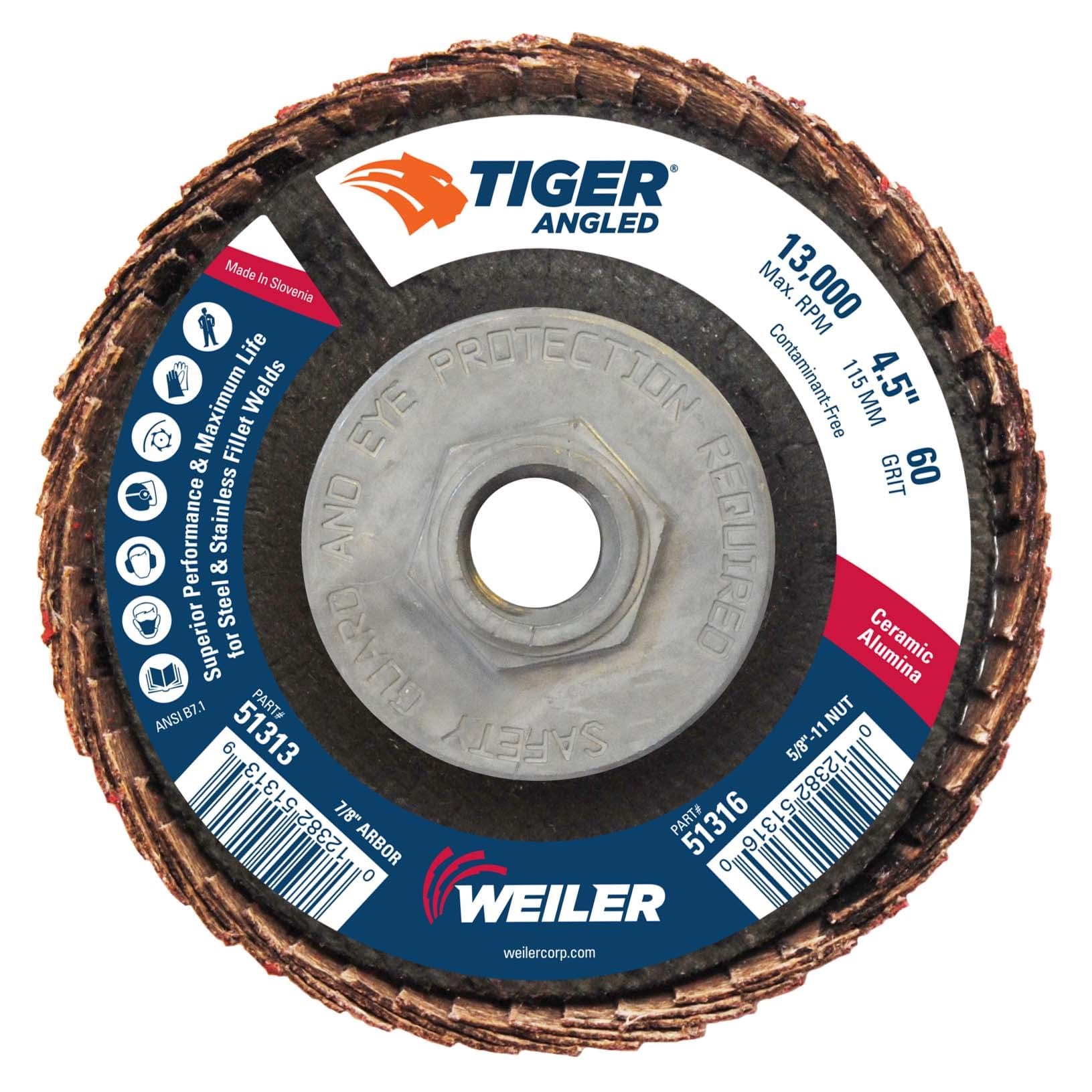 RopeSoapNDope. 4-1/2" Tiger Angled (Radial) Ceramic Flap Disc 60C 5/8 ...