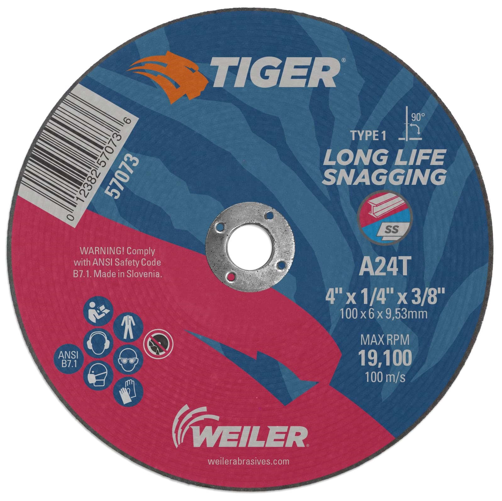 RopeSoapNDope. 4" x 1/4" TIGER AO Type 1 Snagging Wheel, A24T, 3/8 ...