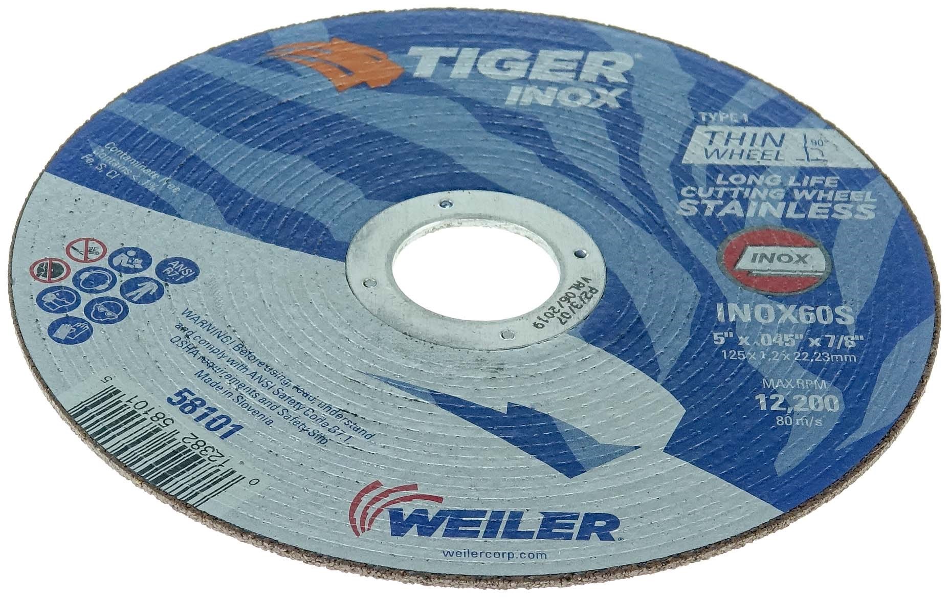 RopeSoapNDope. 5" x .045" TIGER INOX Type 1 Cutting Wheel, INOX60S, 7/8 ...