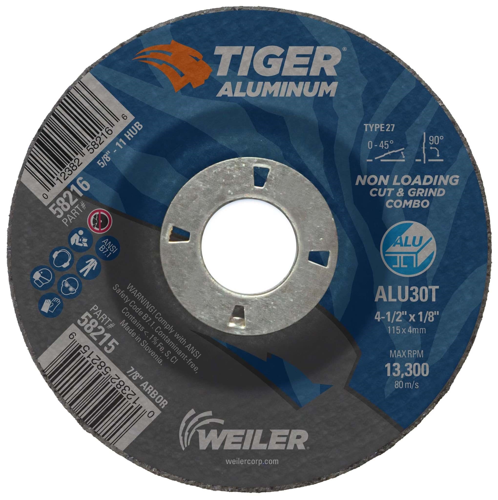 RopeSoapNDope. 4-1/2 x 1/8 Tiger Aluminum Type 27 Cut/Grind Combo Wheel ...