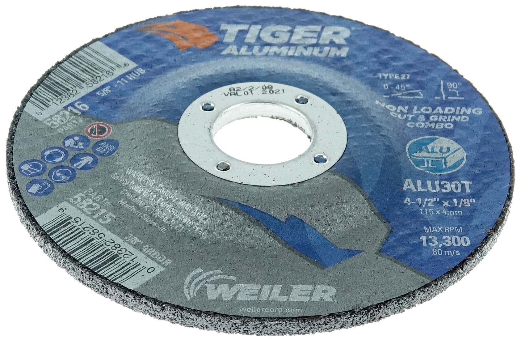 RopeSoapNDope. 4-1/2 x 1/8 Tiger Aluminum Type 27 Cut/Grind Combo Wheel ...