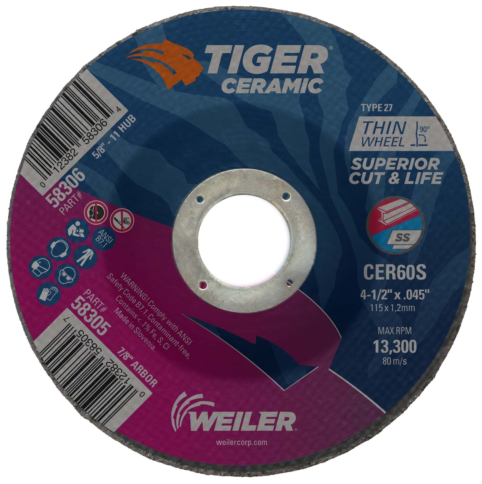 RopeSoapNDope. 4-1/2" x .045" Tiger Ceramic Type 27 Cutting Wheel ...