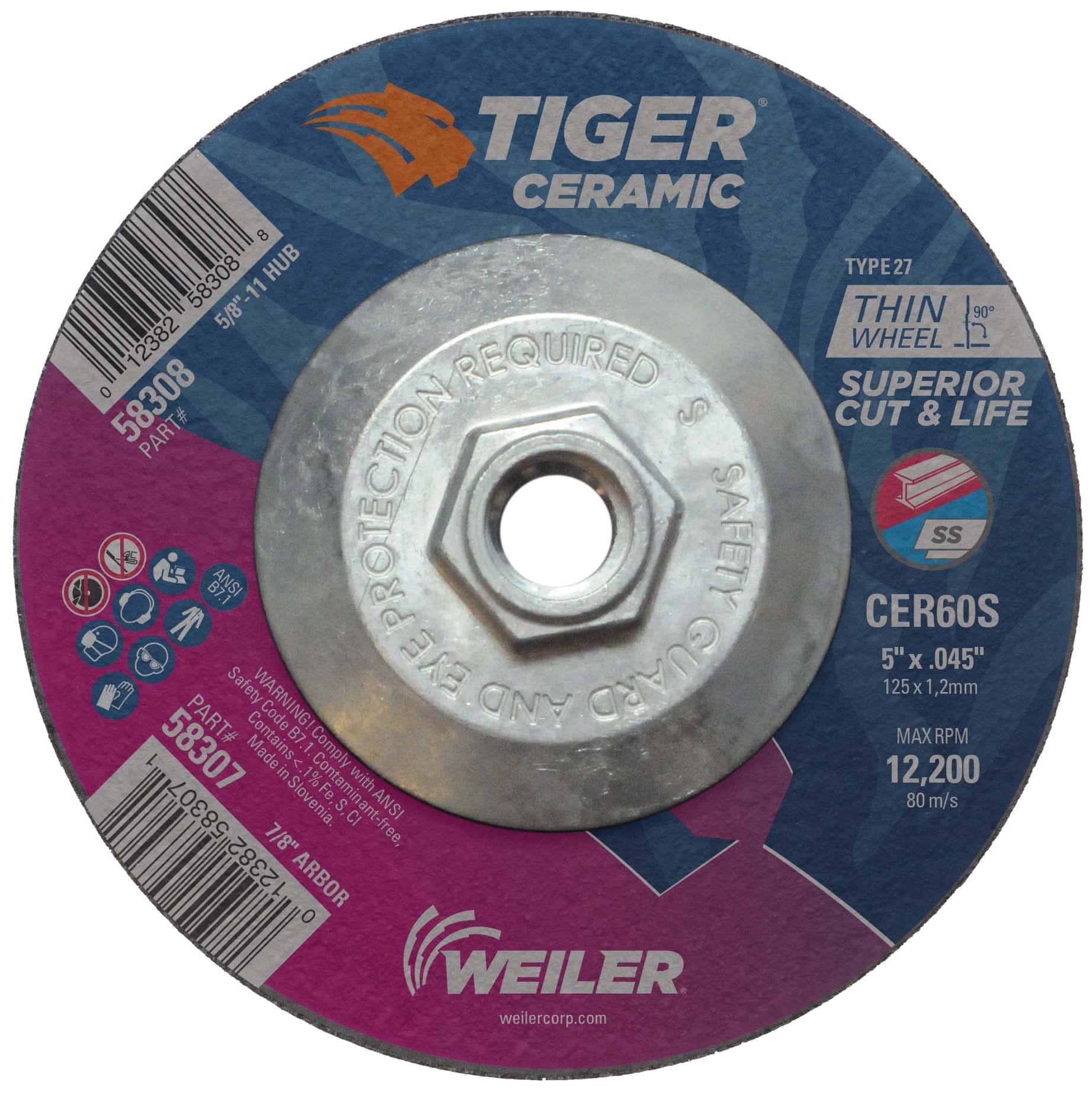 RopeSoapNDope. 5" x .045" Tiger Ceramic Type 27 Cutting Wheel CER60S 5/ ...