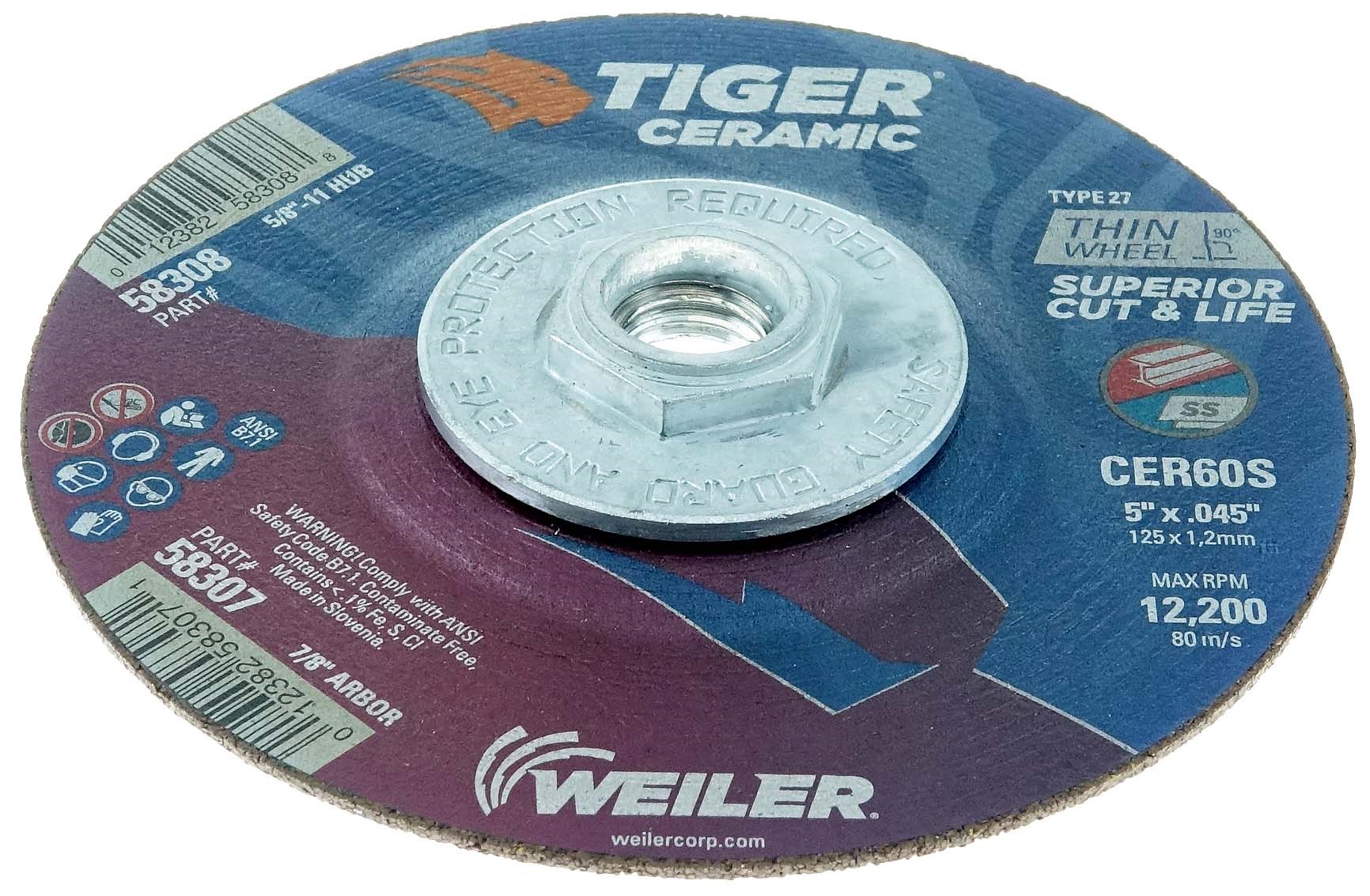 RopeSoapNDope. 5" x .045" Tiger Ceramic Type 27 Cutting Wheel CER60S 5/ ...