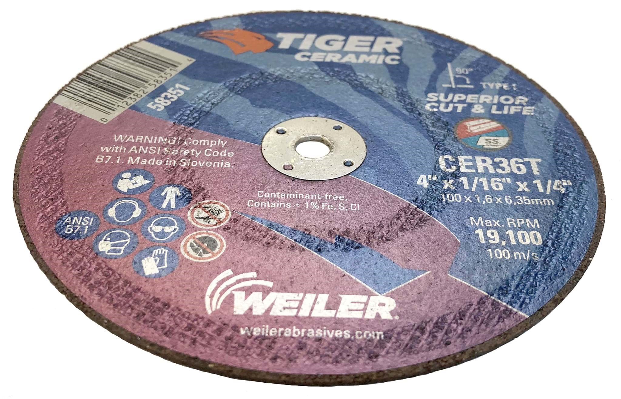RopeSoapNDope. 4" x .035" Tiger Ceramic Type 1 Cutting Wheel, CER36T, 1 ...